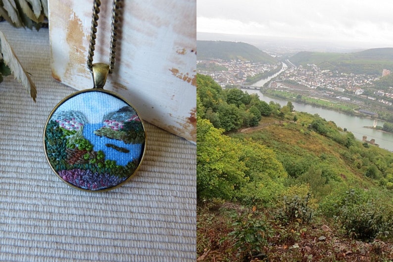 Custom Landscape Necklace, Free Shipping, Embroidered Pendant ...