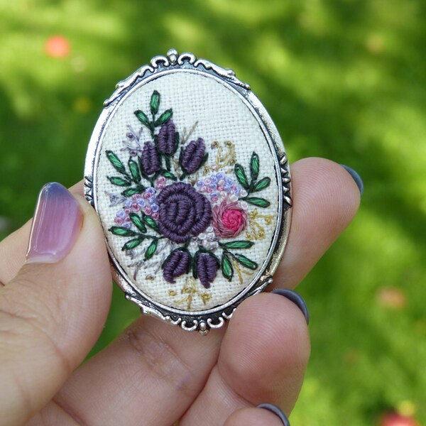 Embroidered Brooch - Etsy