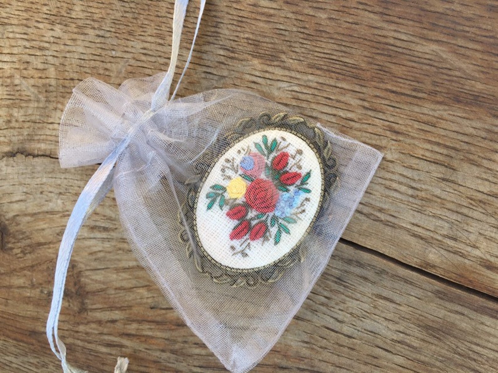 Hand Embroidered Brooch. Retro Brooch. Romantic Jewelry. - Etsy