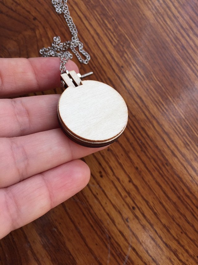 Mini embroidery hoop tiny wooden necklace miniature hoop | Etsy