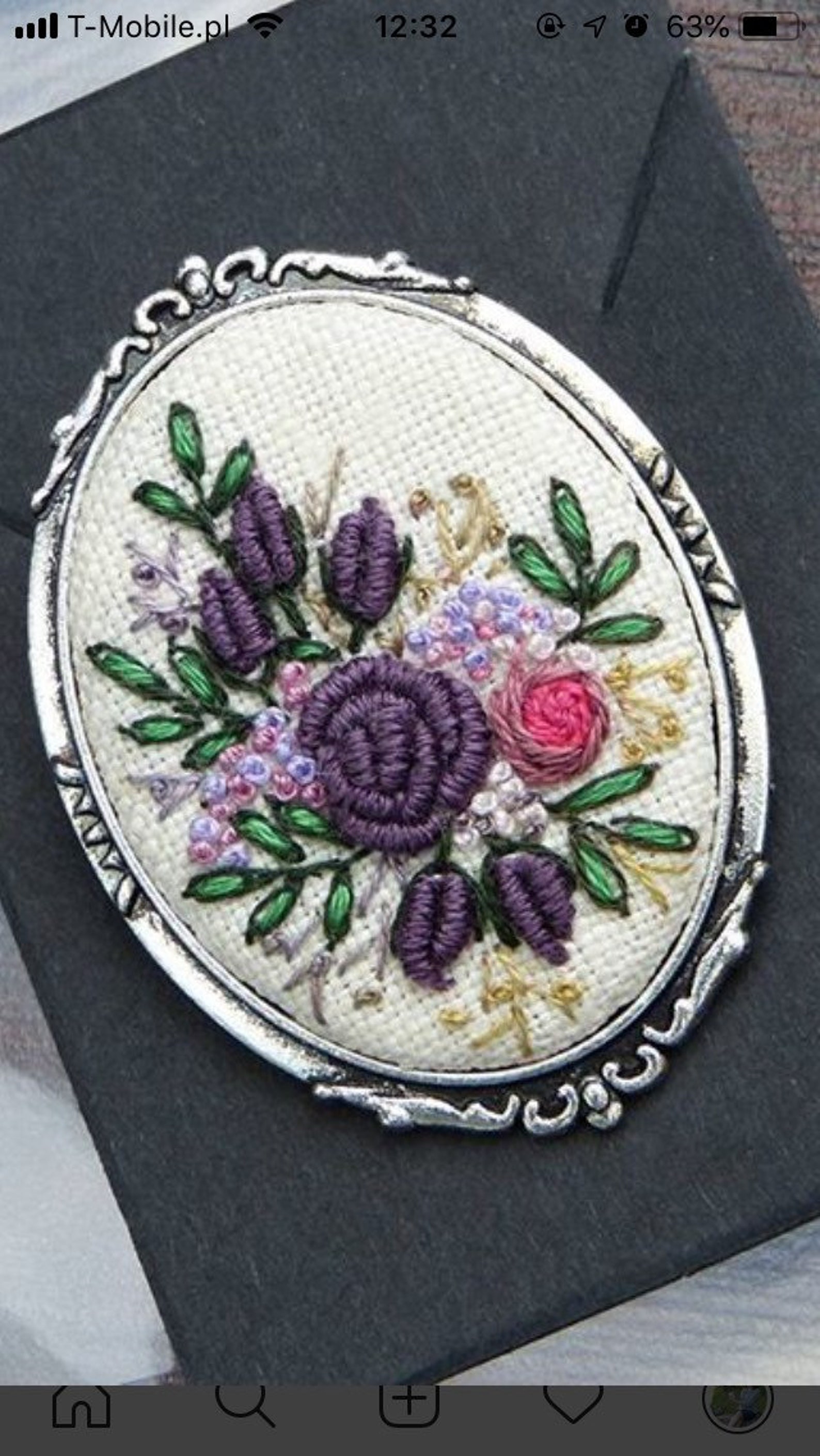 Hand Embroidered Brooch. Retro Brooch. Romantic Jewelry. Embroidered ...