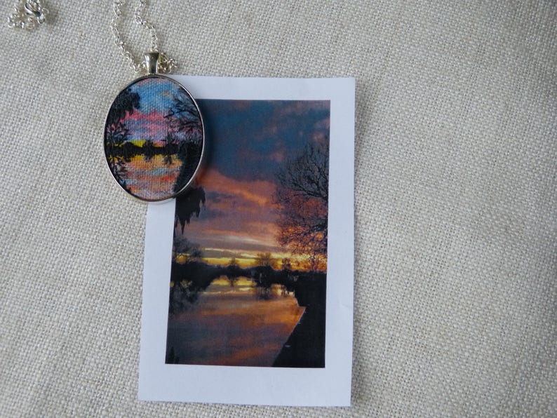 Custom Landscape necklace free shipping embroidered pendant | Etsy