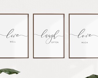 Love Much Live Well Laugh Often Pack of Three Digital - Etsy