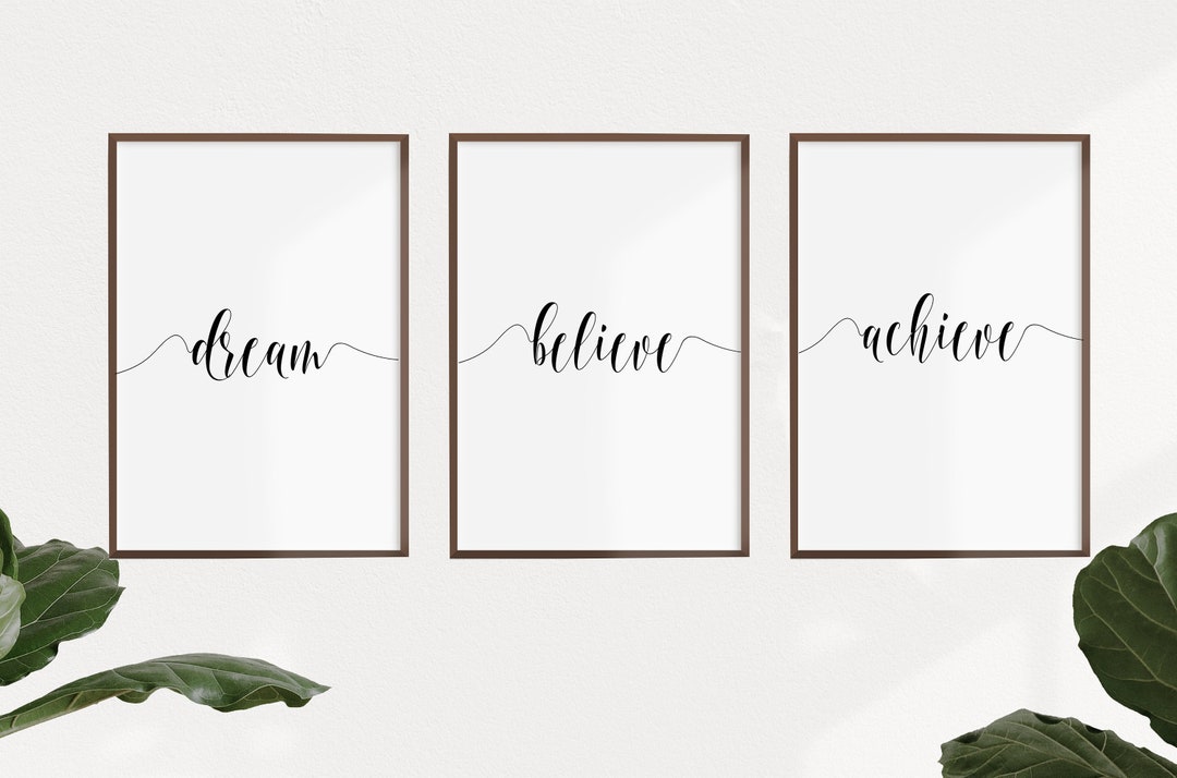 DREAM BELIEVE ACHIEVE Motivational Wall Artmotivational - Etsy
