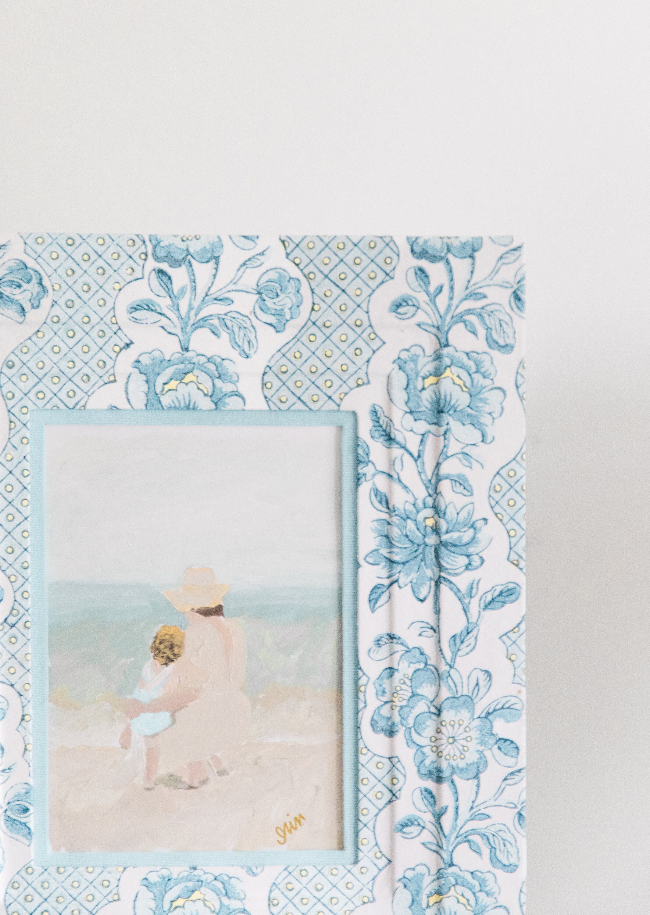 Grandmillennial Indigo Block Printed Wall Picture Frame - Blooming ...