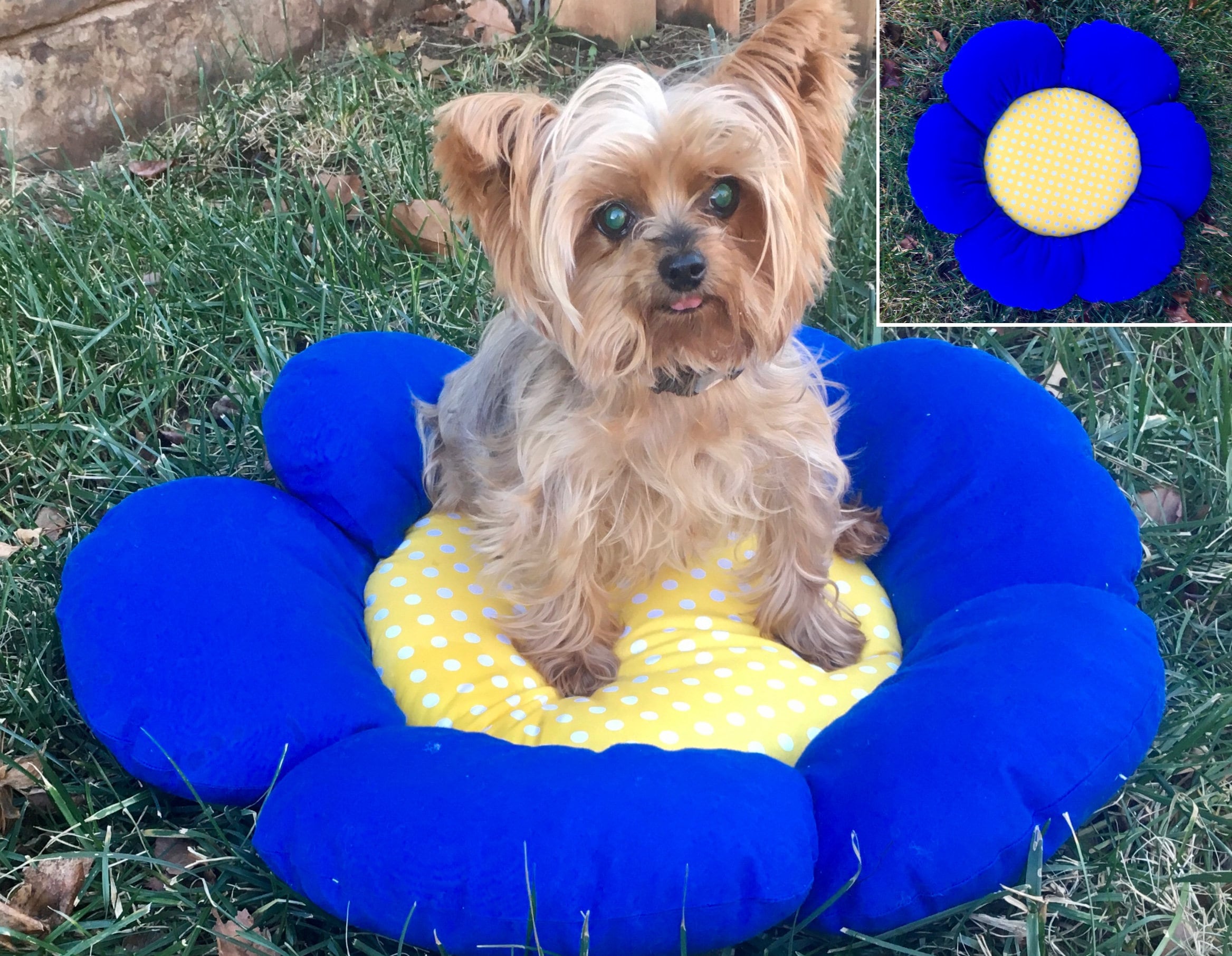 Blue and Yellow Flower-shaped Dog Bed for Small Dogs / Flower - Etsy