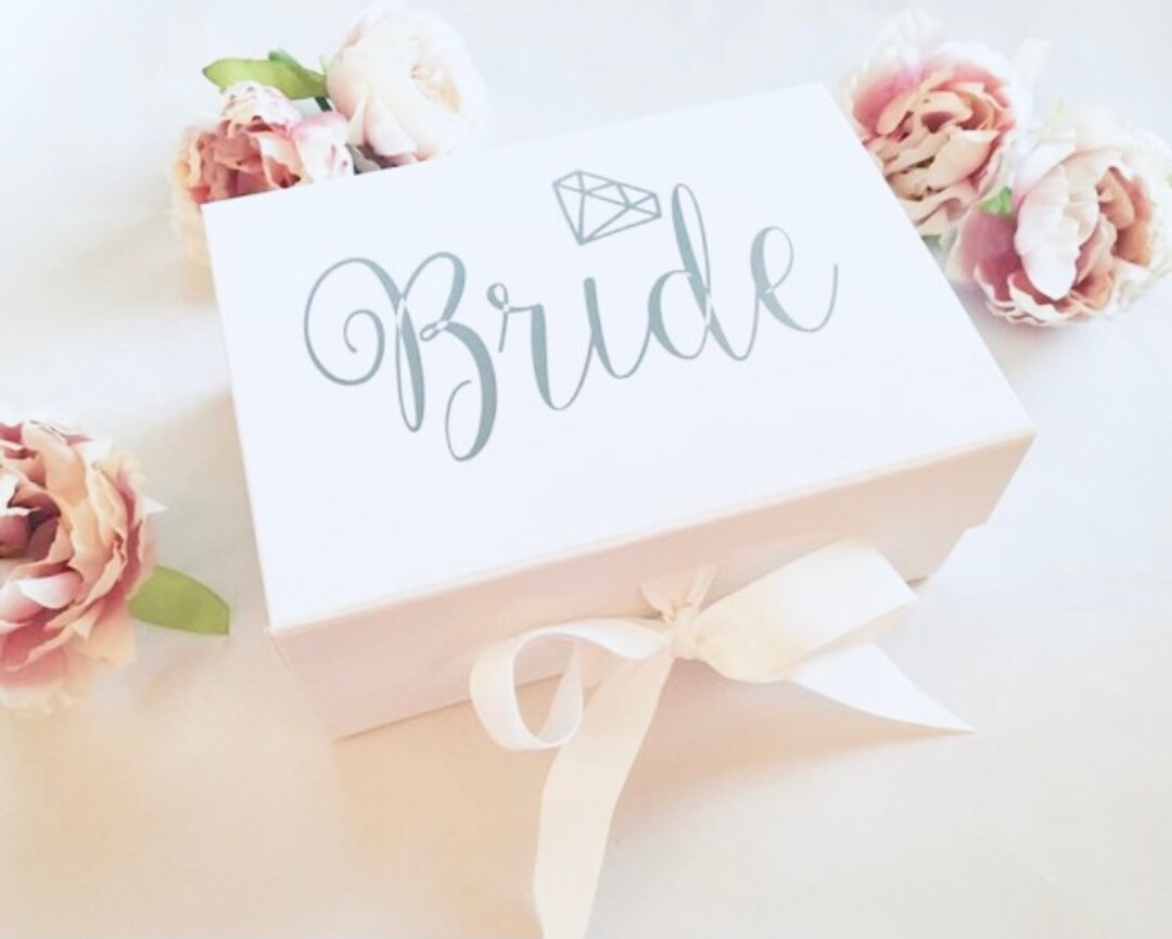 Bride Gift Box, Wedding Day Keepsake Box, 2 Sizes, Deep White Box ...