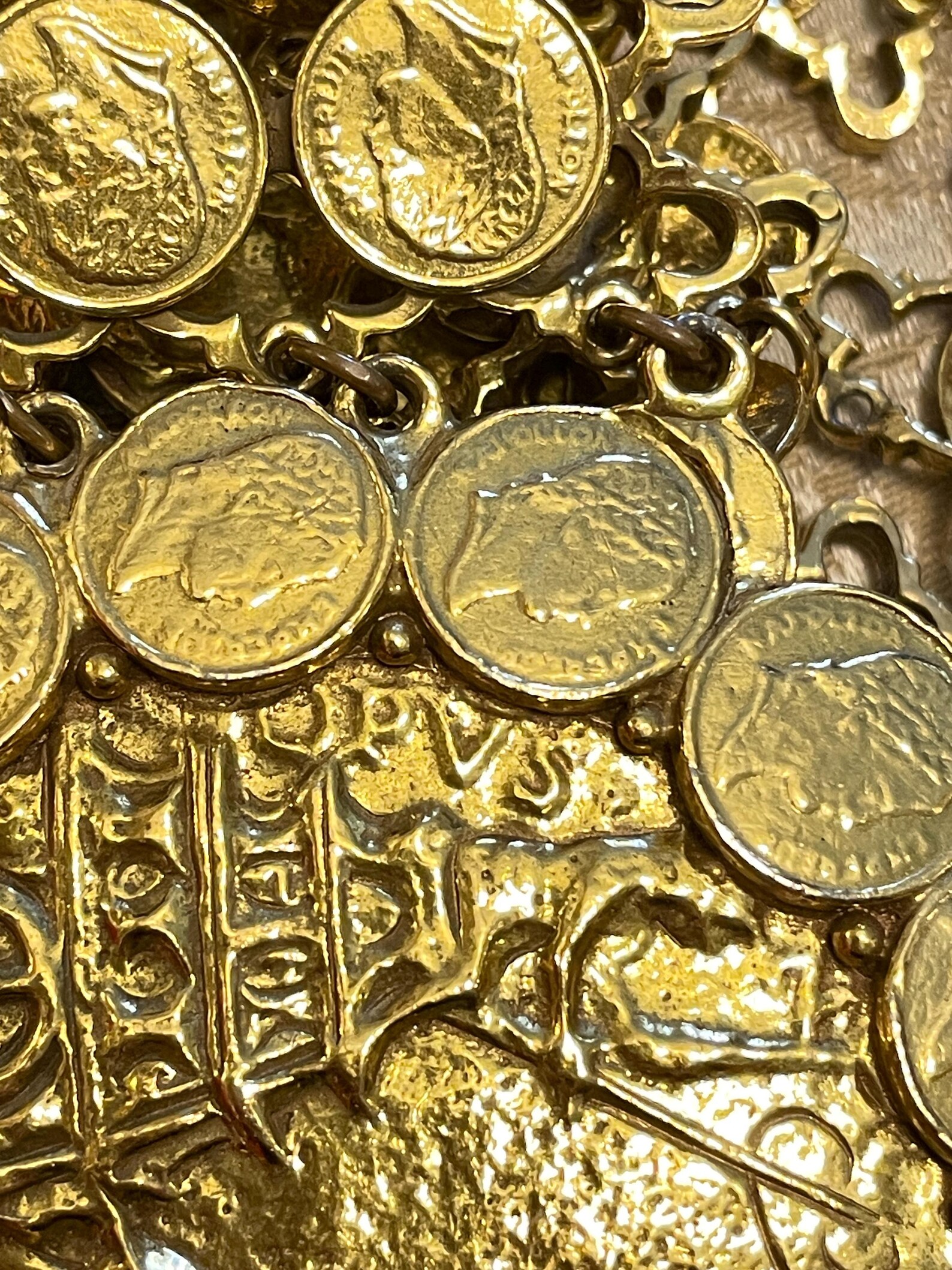 80s Napoleon Gold Coin Chain Belt, A Stunning Belt , Brilliant Design ...