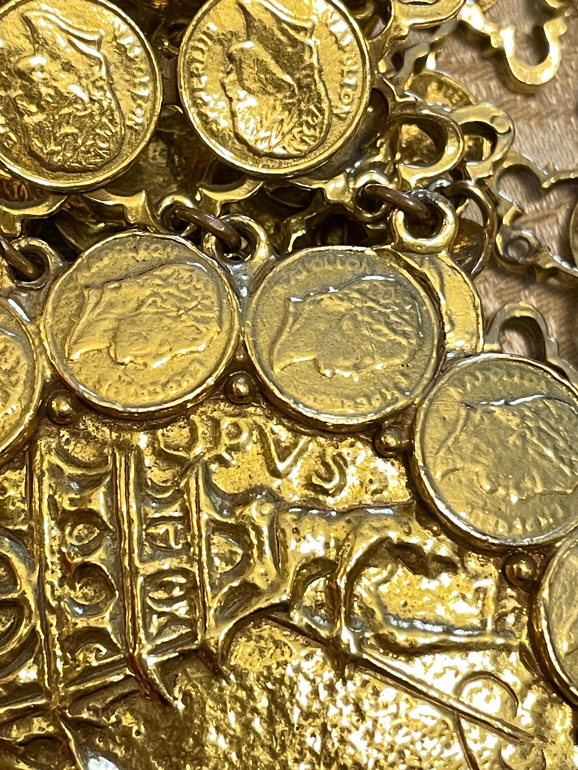 80s Napoleon Gold Coin Chain Belt, A Stunning Belt , Brilliant Design ...