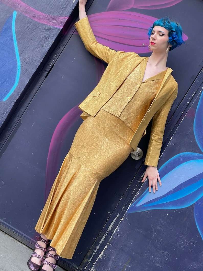 90s Vintage Gold Metallic 3pc Suit, Fully Lined With Silk - Etsy