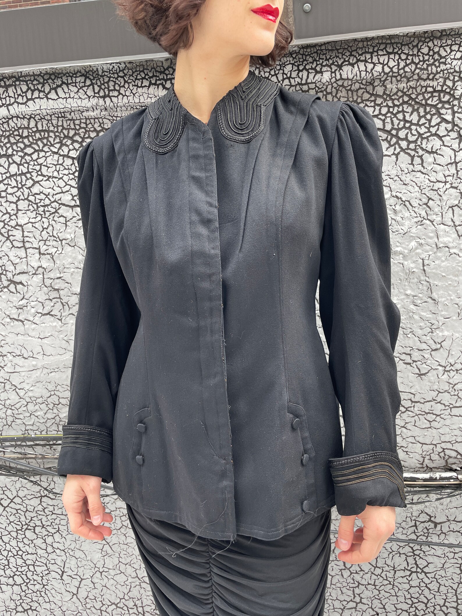 Edwardian or Victorian Jacket, Cording Design 0n the Collar and Sleeves ...