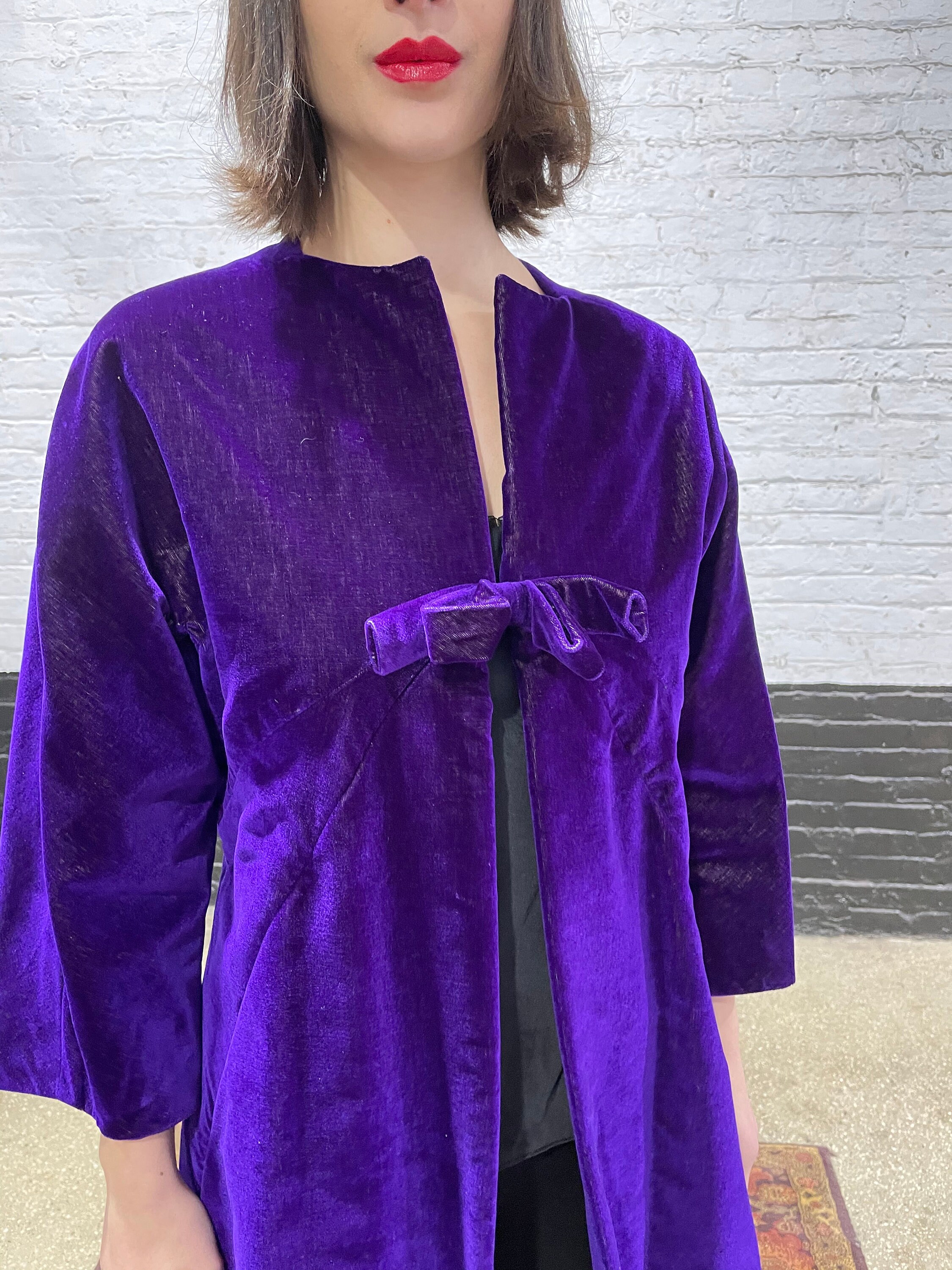 50s Purple Velvet Coat, so Majestic and Beautiful, 3 Quarter Sleeve, 1 ...