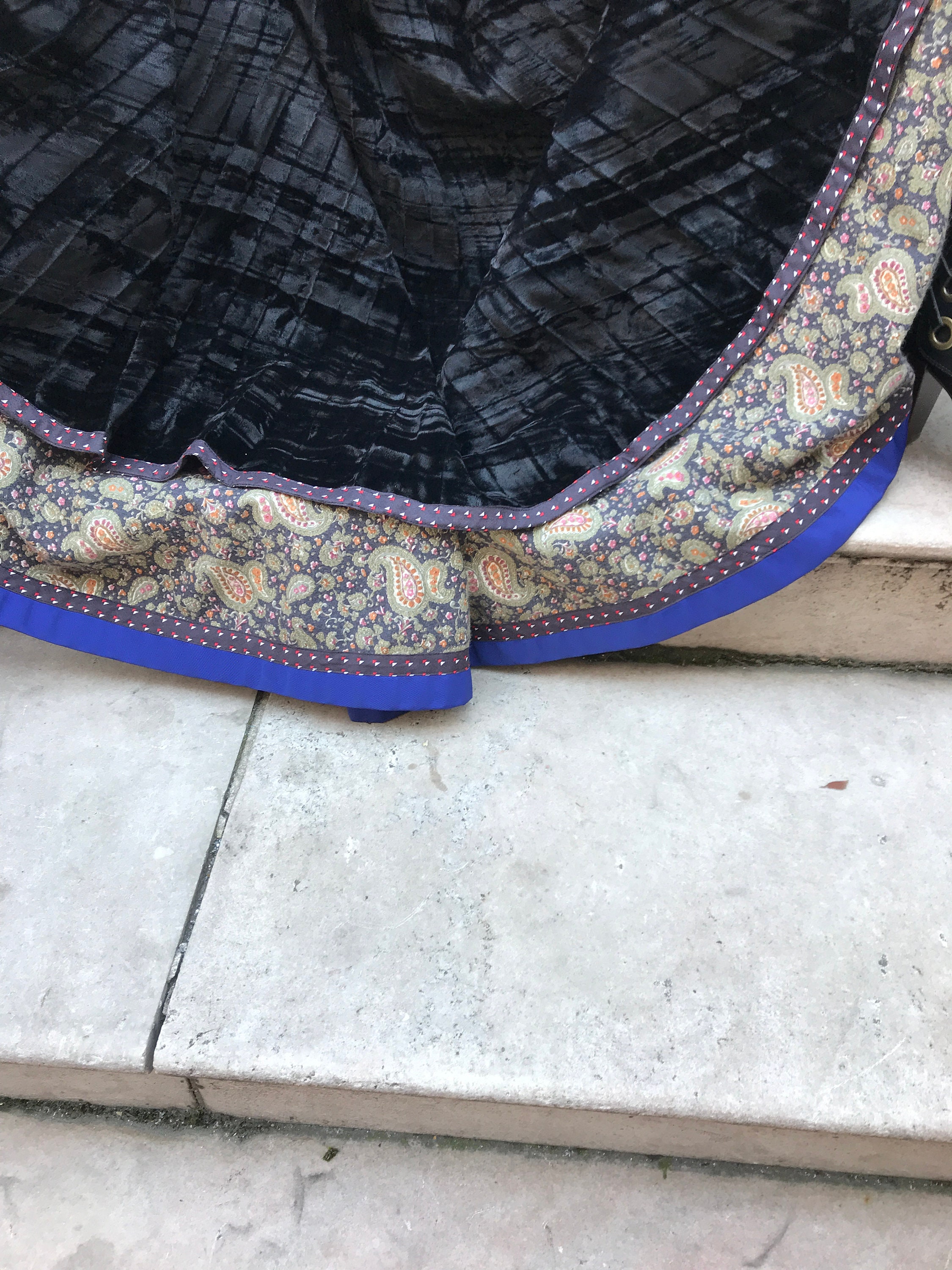 70's Black Koos Couture Top+skirt, Black Velvet Skirt Layered W/ Velvet ...