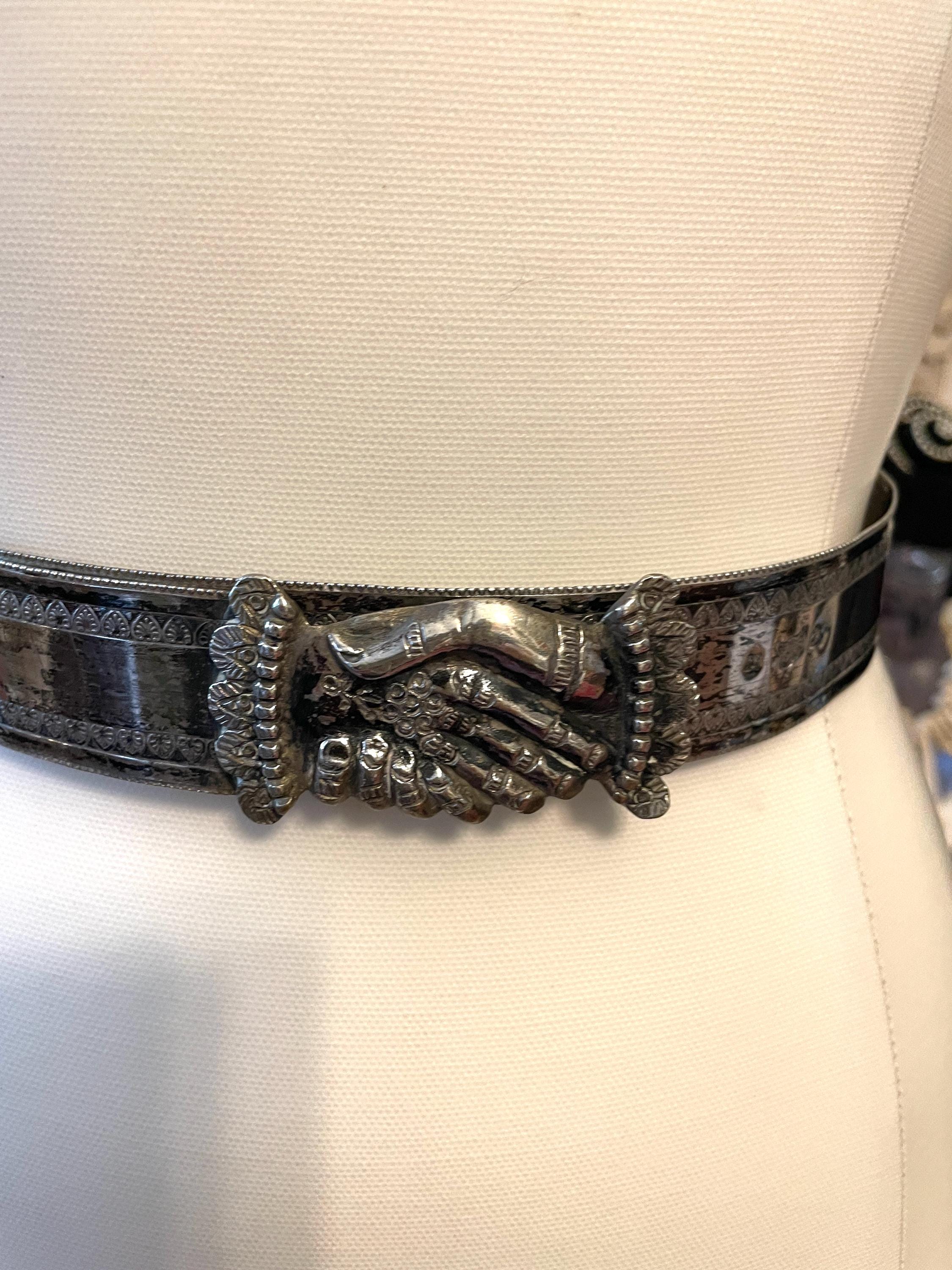 Victorian Silver With Clasped Hands Buckle Belt. - Etsy