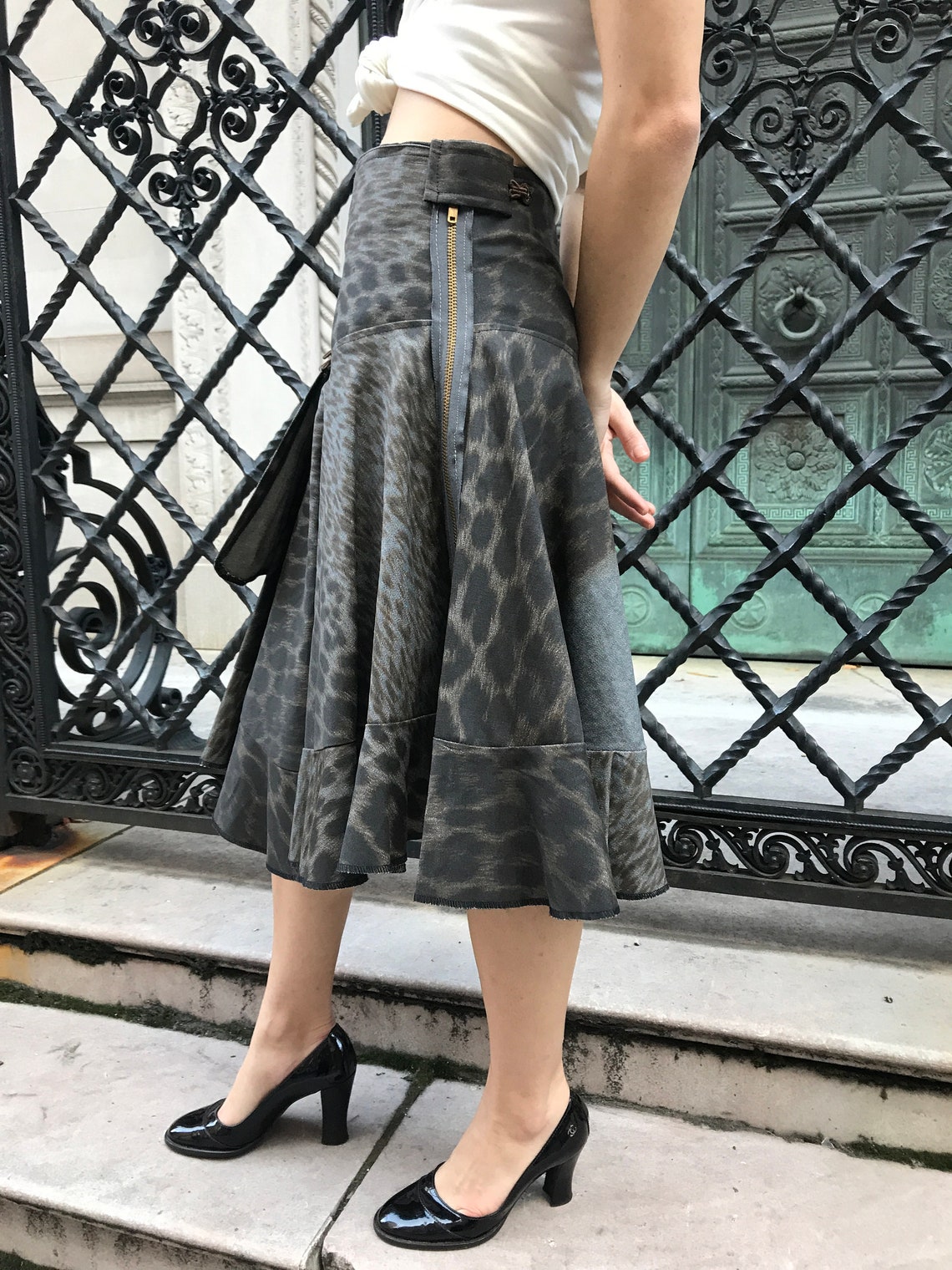 80s Joann Berman Skirt. Joann Berman Boy Krazi Leopard Print Gray Skirt ...