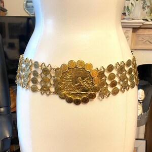 80s Napoleon Gold Coin Chain Belt, A Stunning Belt , Brilliant Design ...
