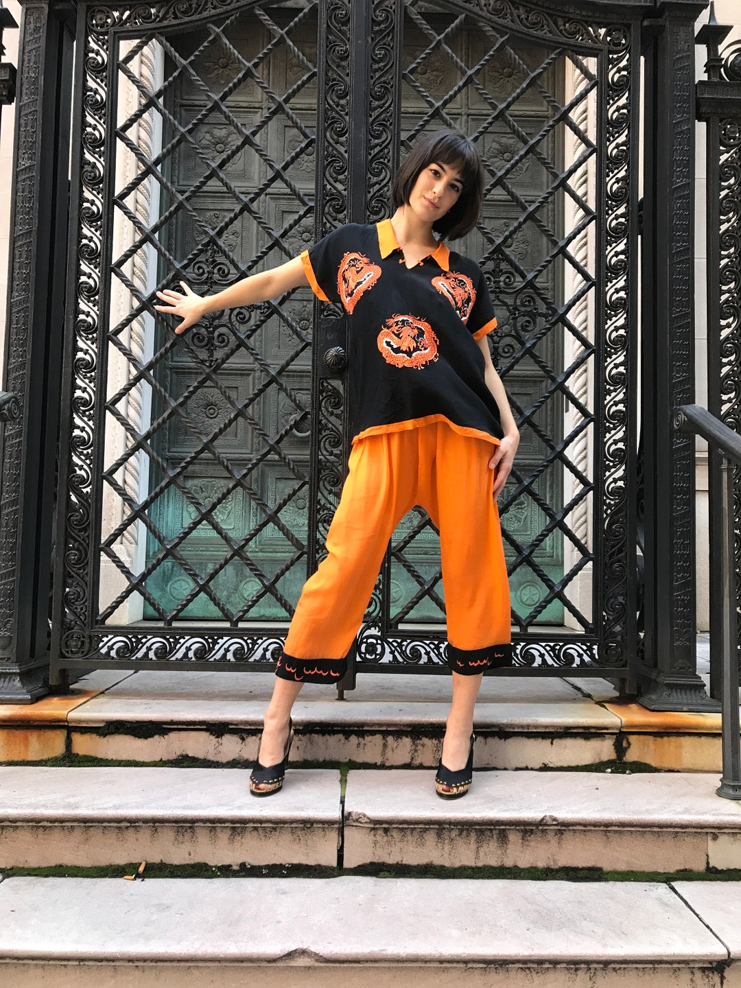 20s 2 Piece Silk Chiffon Chinese Set - Etsy