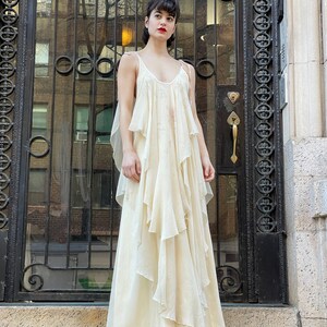 70s Silk Cream Color Chiffon Layers on Both Front and Back, Grecian ...