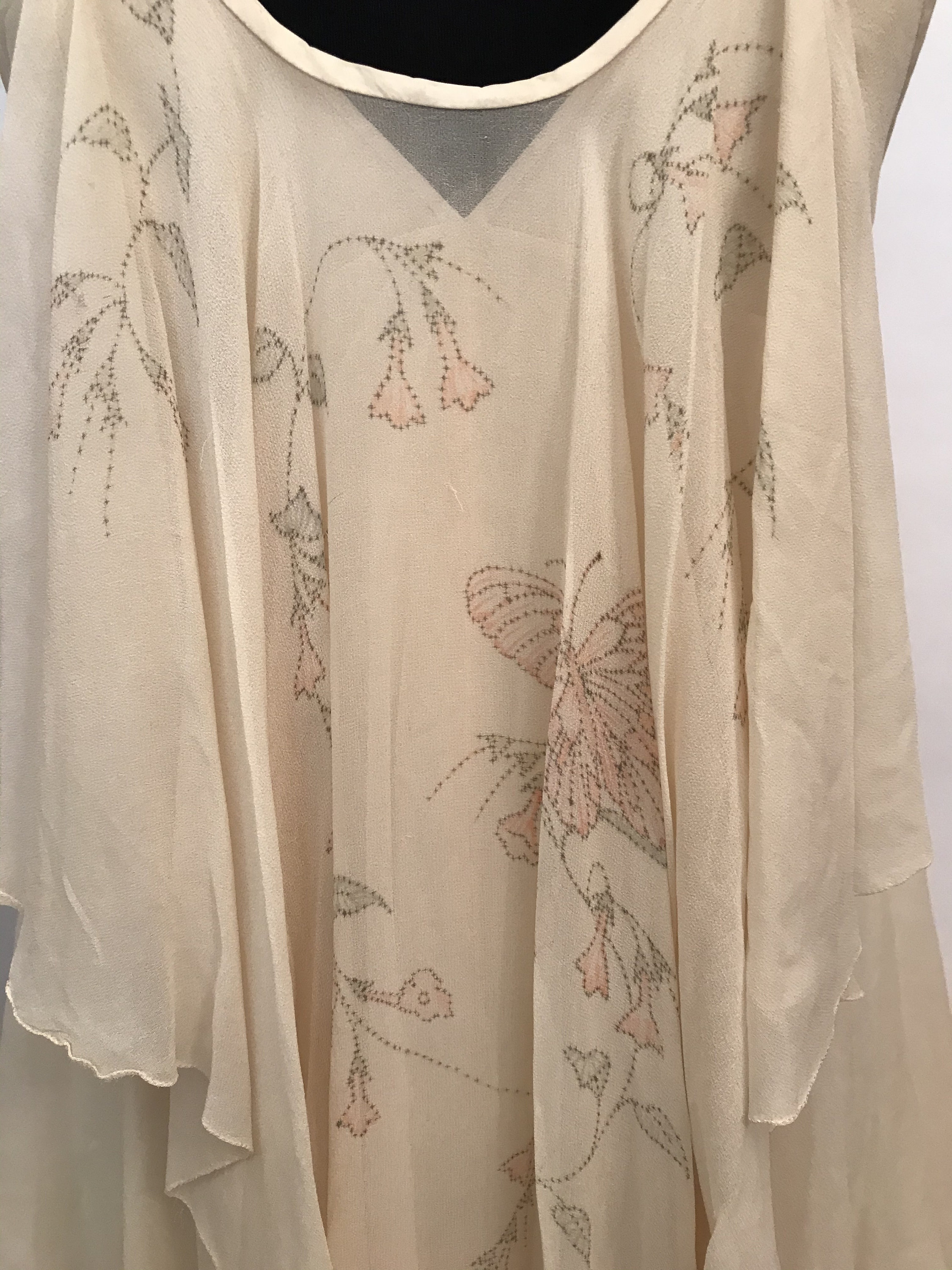 70s Silk Cream Color Chiffon Layers on Both Front and Back, Grecian ...