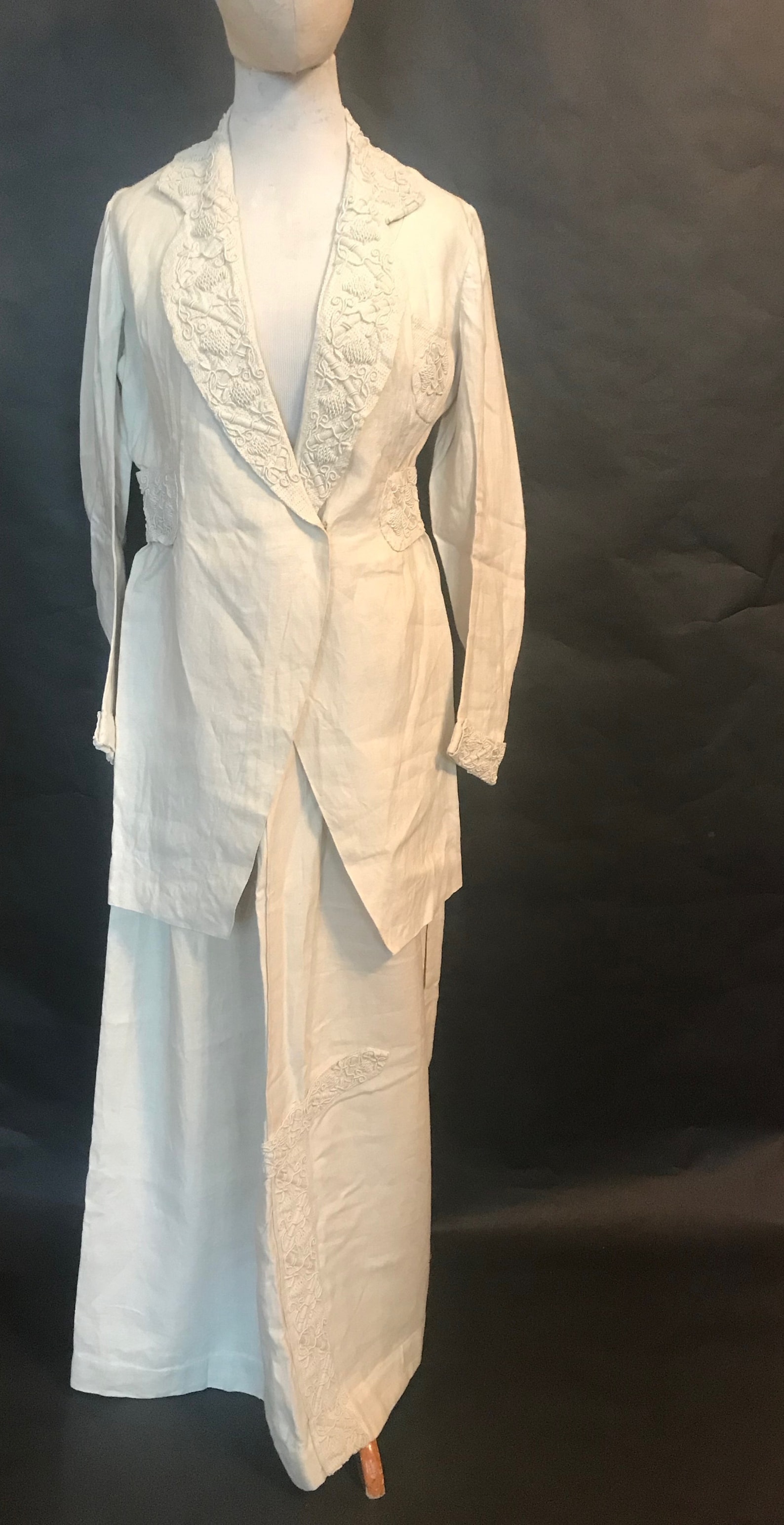 19th Century Embroidered Linen Suit - Etsy