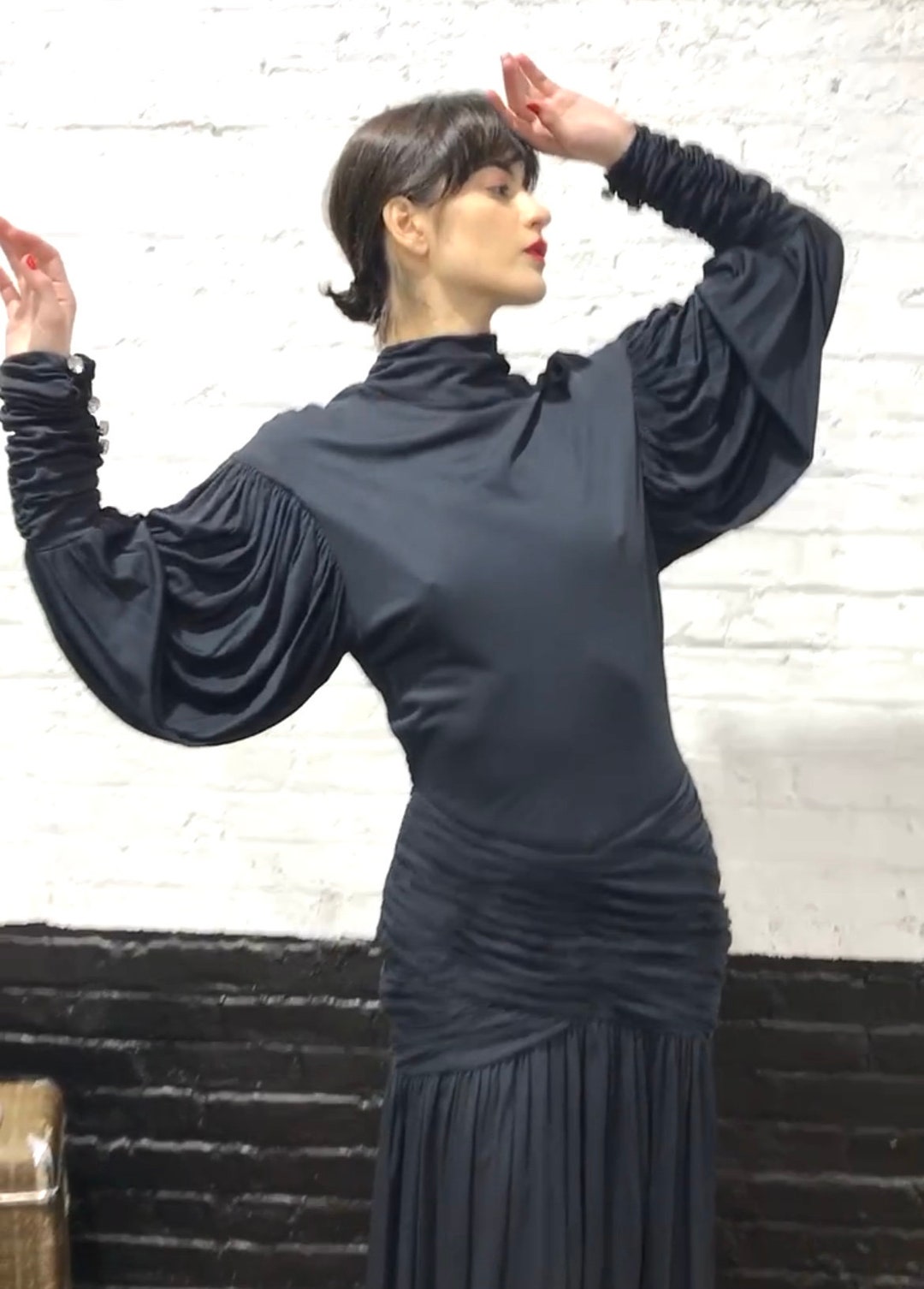 70s Elizabeth Wessel Black Knit Monte Carlo Gown, Made in France. Haute ...