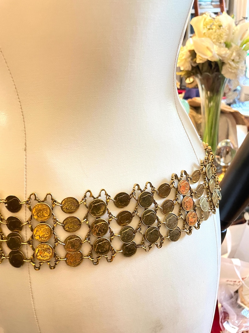 80s Napoleon Gold Coin Chain Belt, A Stunning Belt , Brilliant Design ...