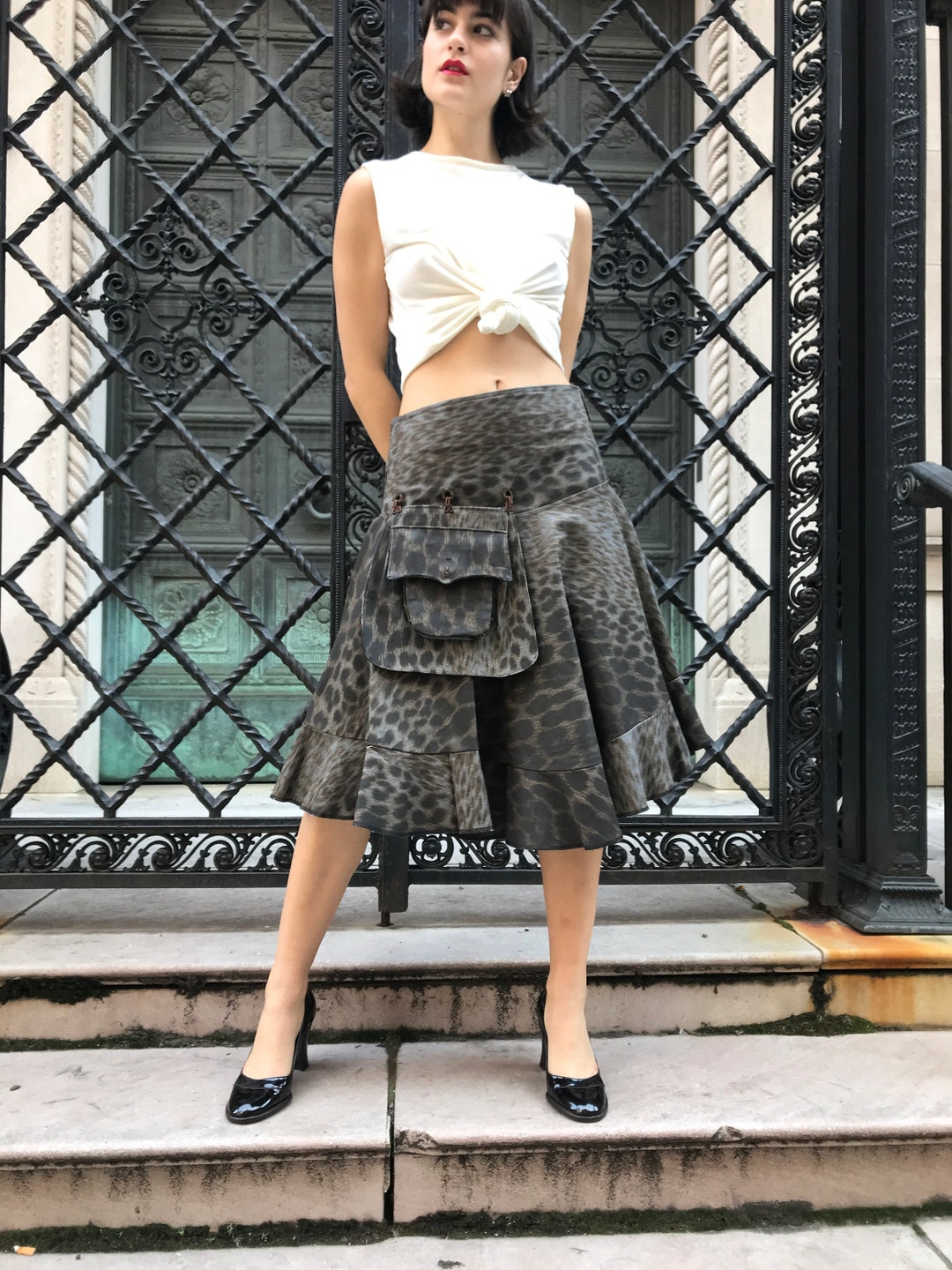 80s Joann Berman Skirt. Joann Berman Boy Krazi Leopard Print Gray Skirt ...