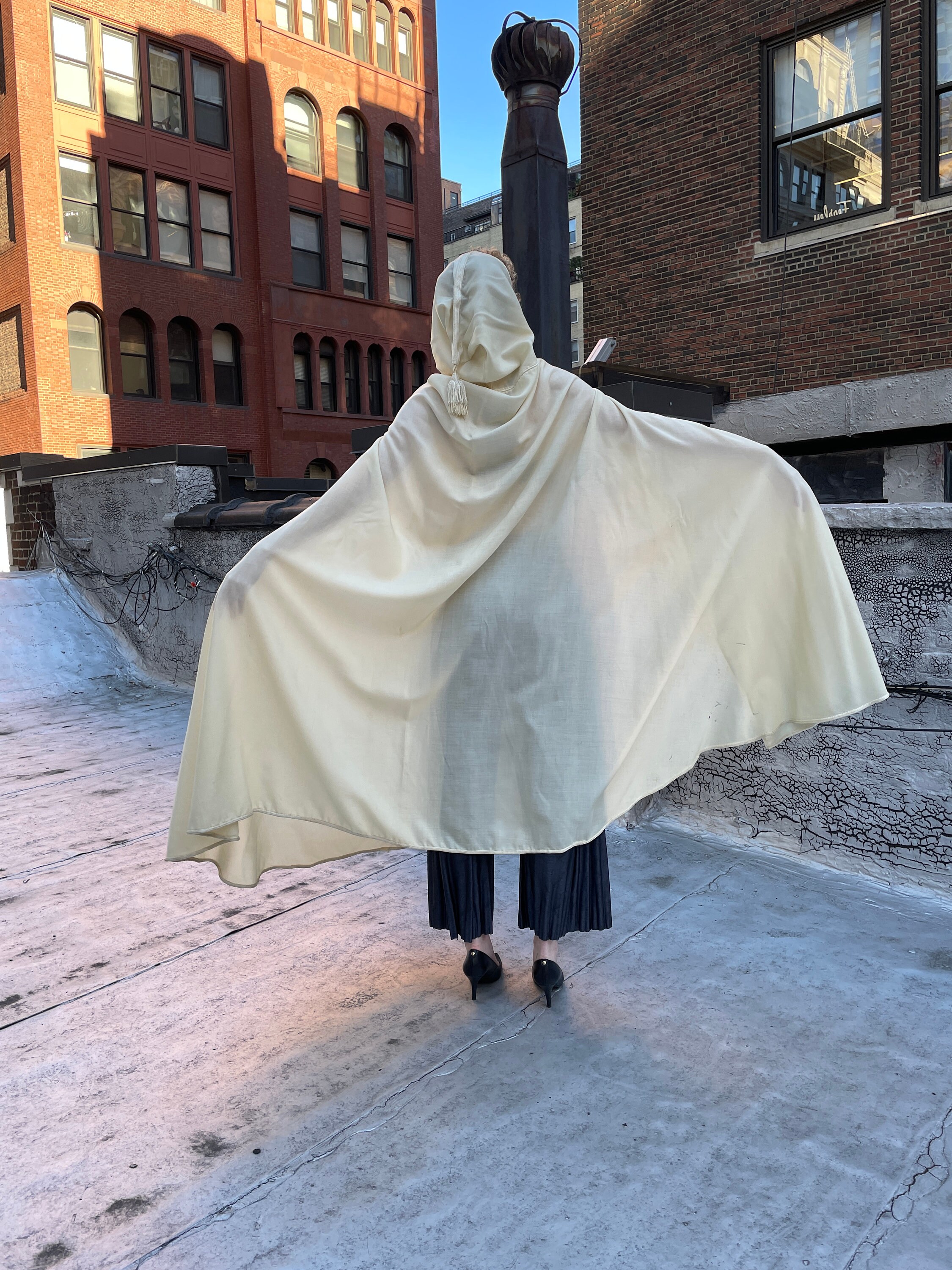 60s 70s Gorgeous Billowing Handmade Cream Color Wool Cape. Pointed ...