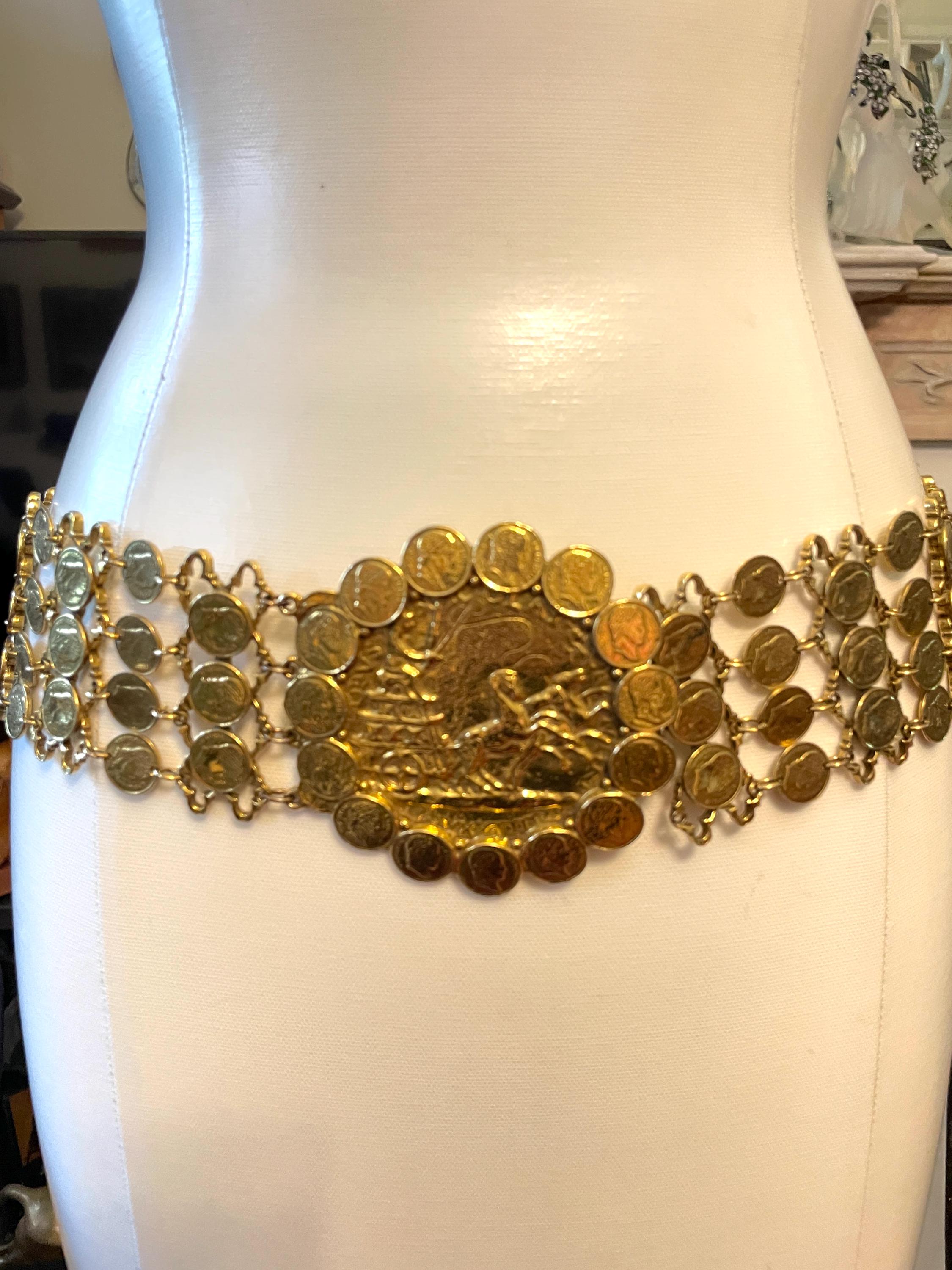 80s Napoleon Gold Coin Chain Belt, A Stunning Belt , Brilliant Design ...