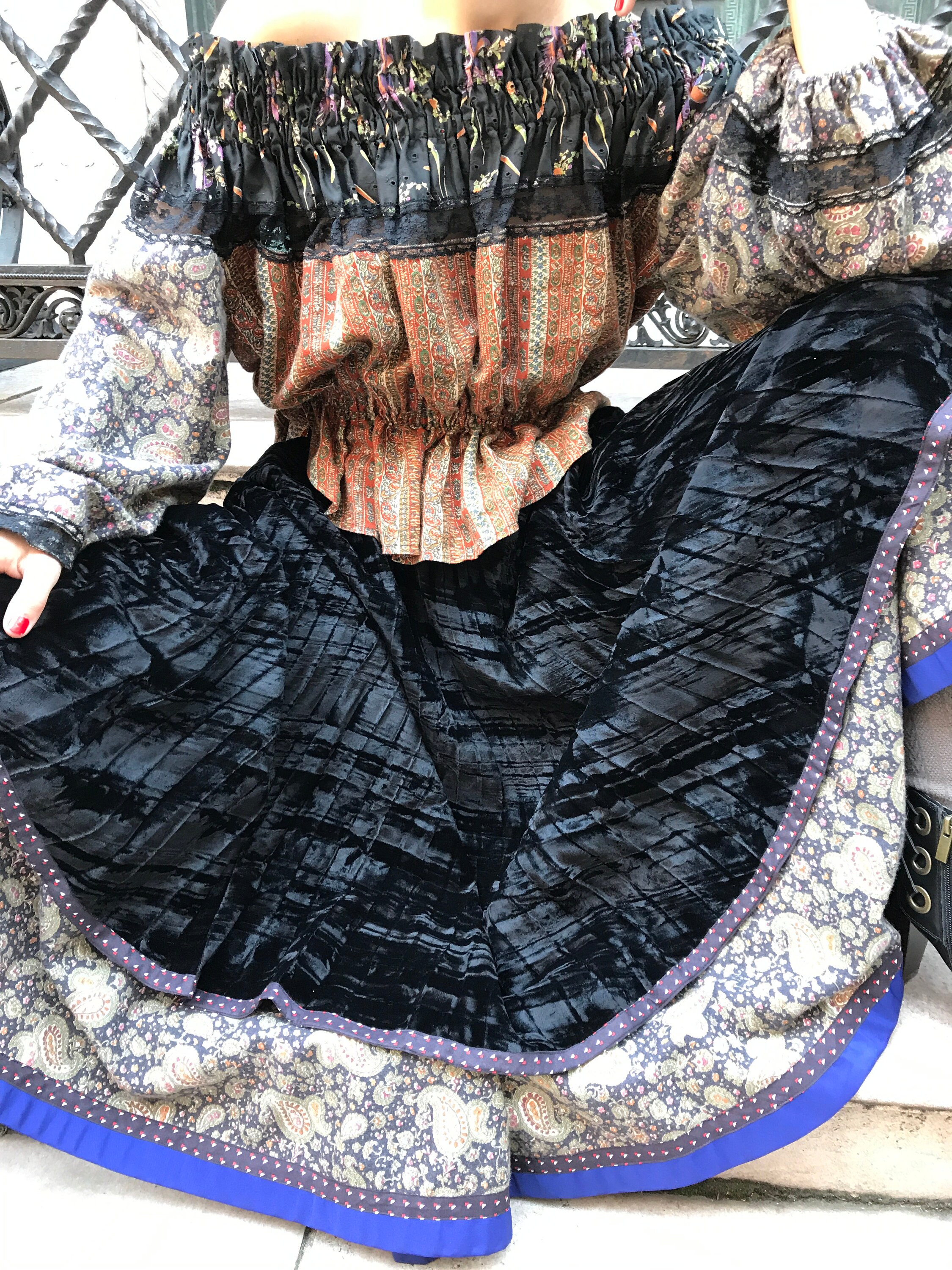 70's Black Koos Couture Topskirt Black Velvet Skirt - Etsy