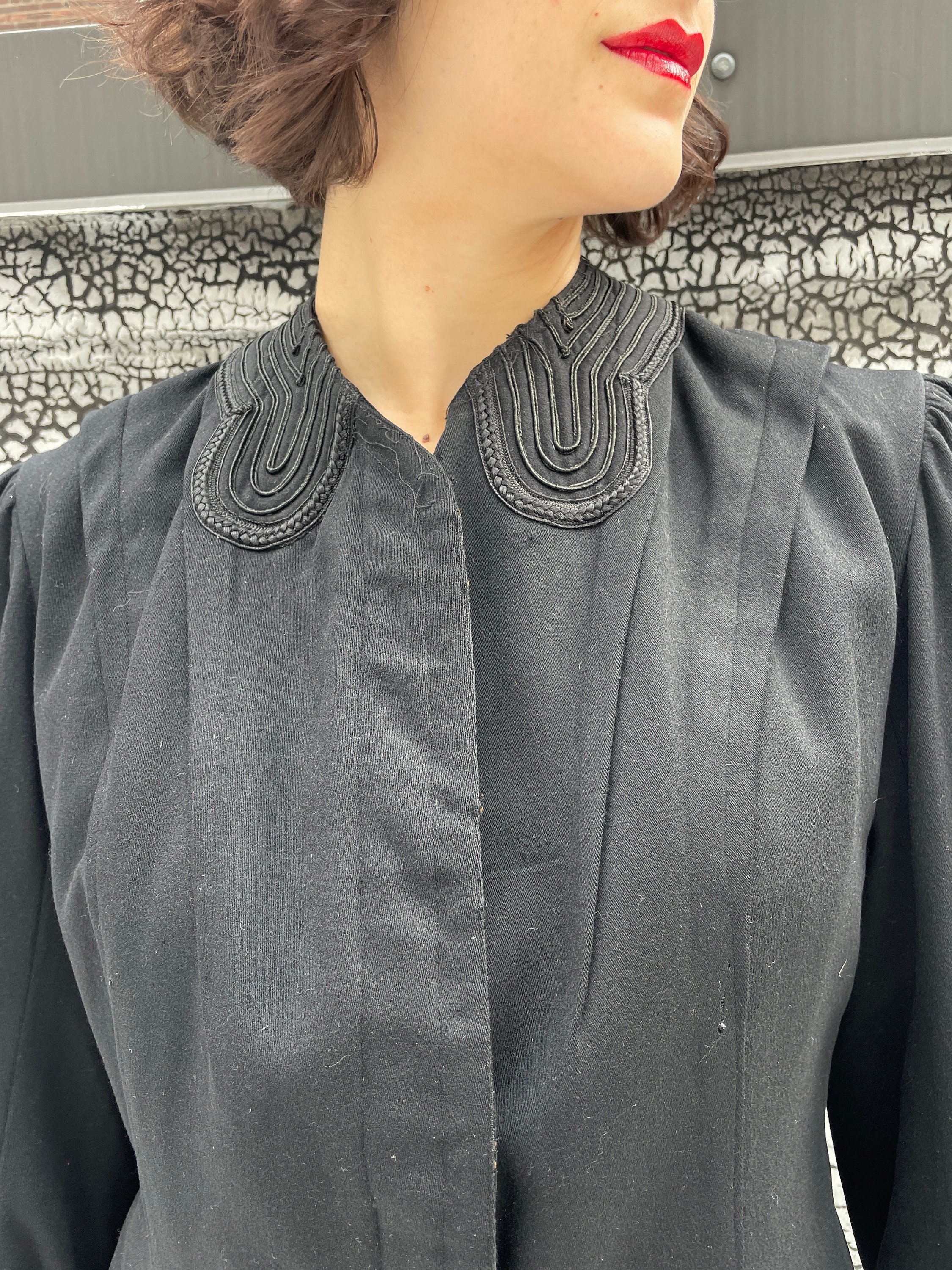 Edwardian or Victorian Jacket, Cording Design 0n the Collar and Sleeves ...