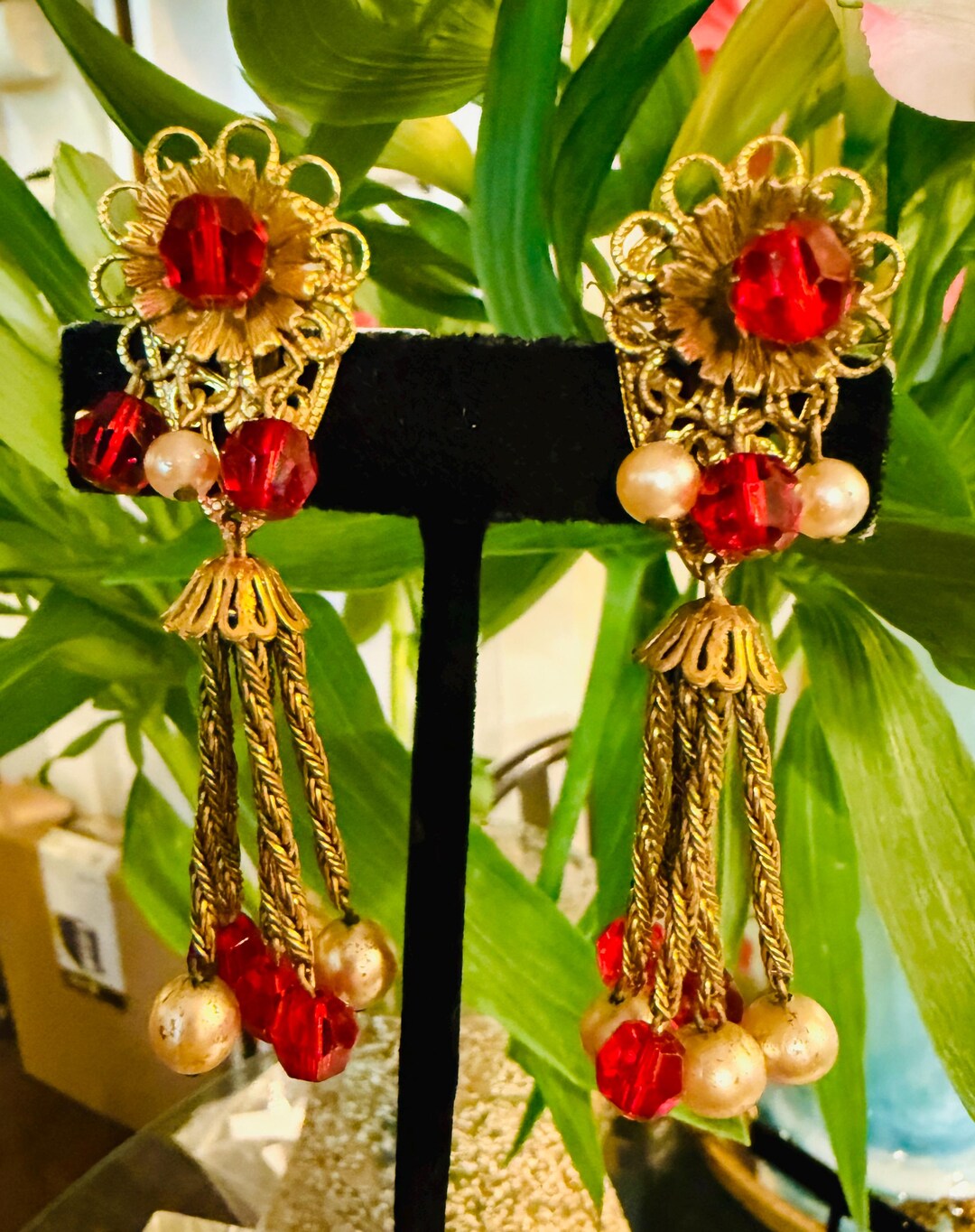50s Vintage Robert Rose Dangle Brushed Gold Tone Flower Clip on ...