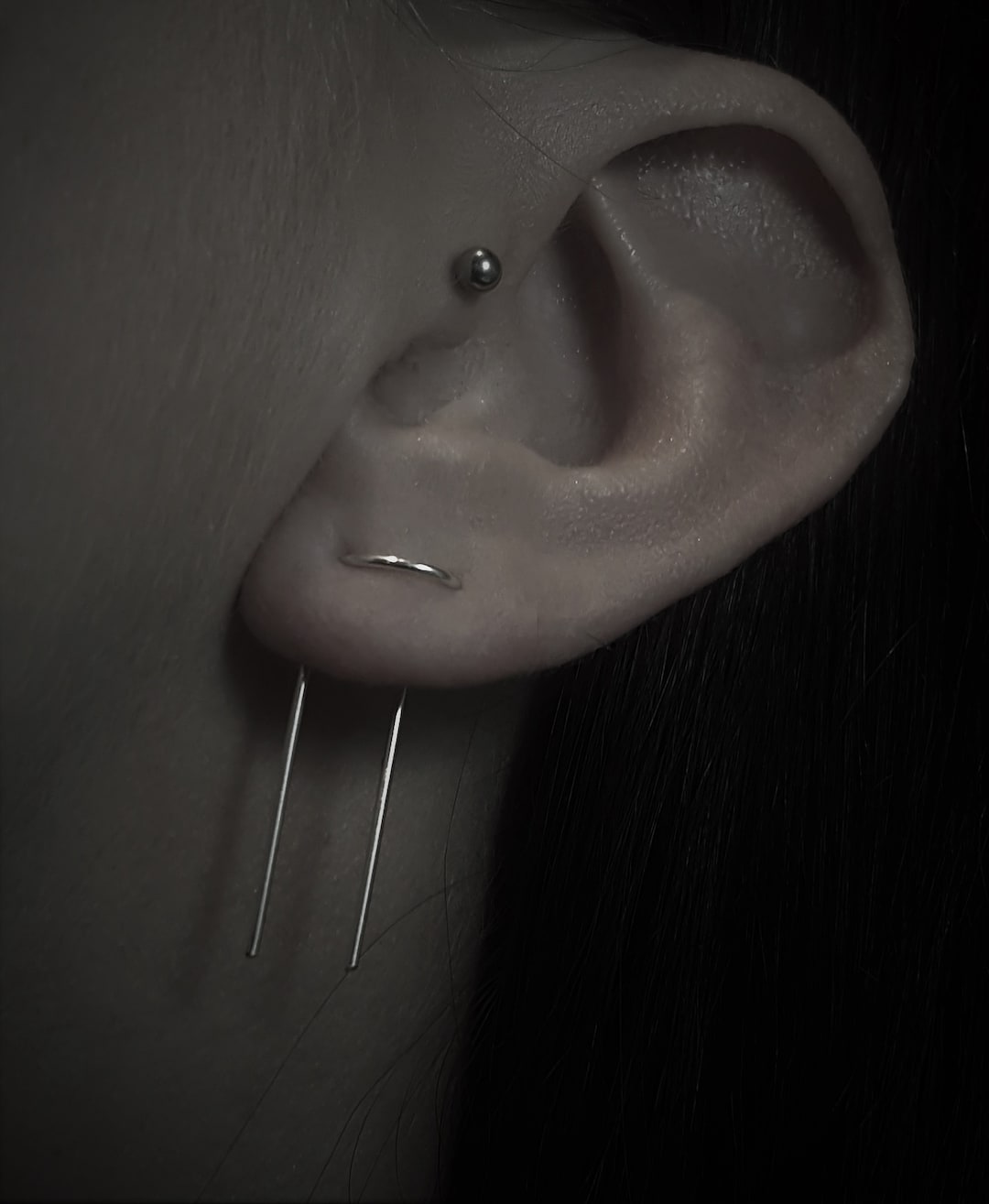 Double Piercing Earring, Double Lobe Piercing, Double Lobe Earring, Ear ...