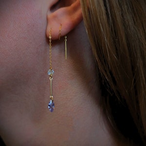 Triple Piercing Earrings, Double Piercing Earring Chain Set, Multiple ...