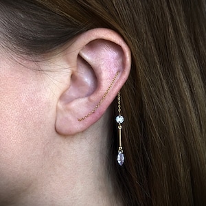 Triple Piercing Earrings, Double Piercing Earring Chain Set, Multiple ...