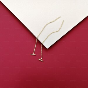 Gold Chain Earring Double Piercing, Two Hole Earring, Minimal Bar ...