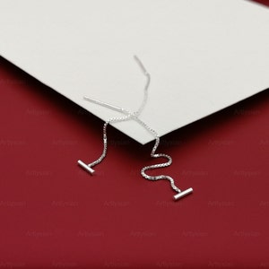 Gold Chain Earring Double Piercing, Two Hole Earring, Minimal Bar ...