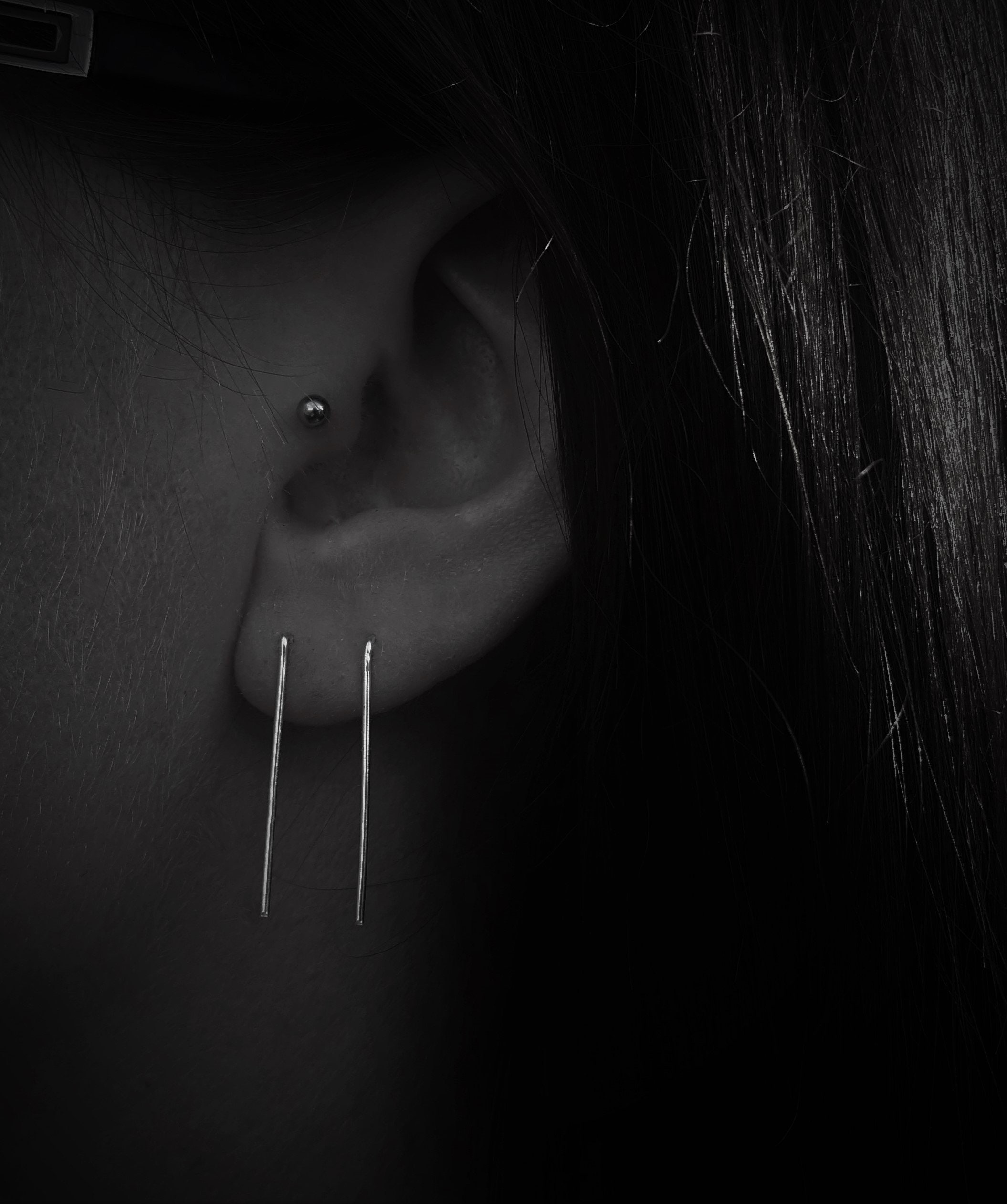 Double Piercing Earring Double Lobe Piercing Double Lobe - Etsy UK