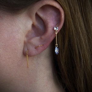 Triple Piercing Earrings, Double Piercing Earring Chain Set, Multiple ...