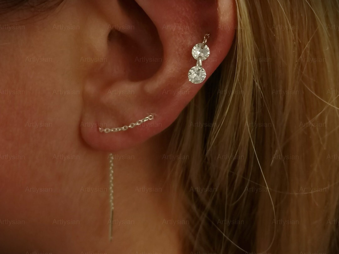 Chain Earrings Double Piercing, Double Piercing Earrings, Double ...