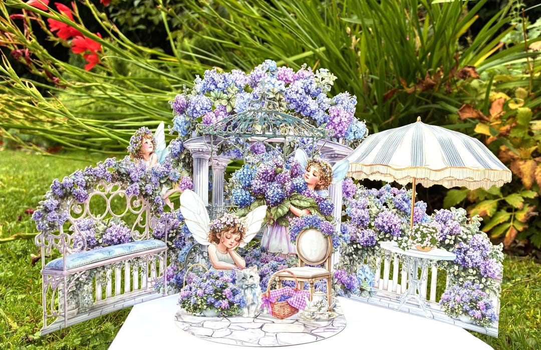 Beautiful 3D Pop-up Enchanted Lilac Fairies - Greeting Card & Envelope ...