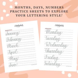 Months Days Numbers Practice Sheets, Worksheets, Printable Calligraphy ...