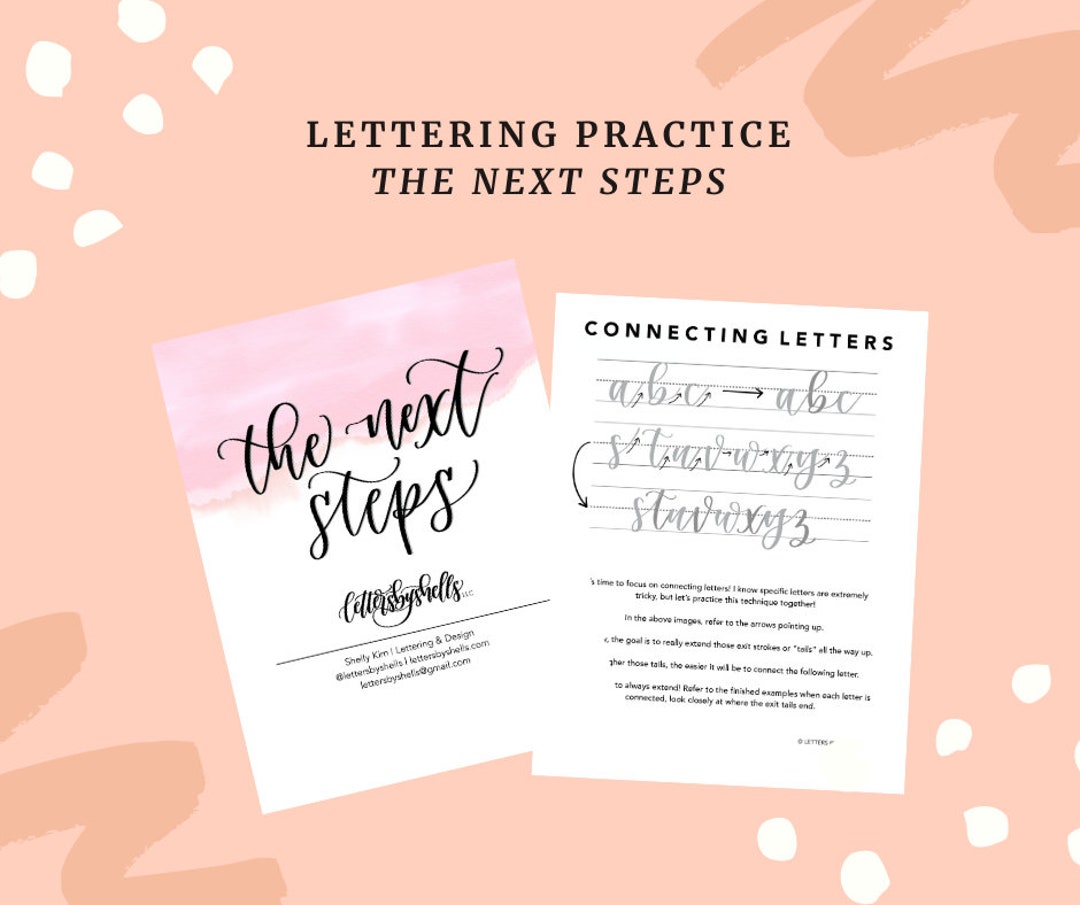 Learn How to Connect Letters Practice Sheets Modern Brush Lettering ...