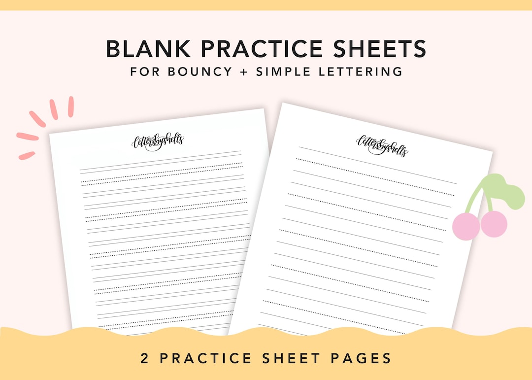 Blank Lettering Practice Sheets, Worksheets Printable, Digital Download ...