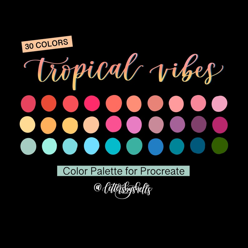 Tropical Vibes Color Palette For Procreate Color Swatches Etsy