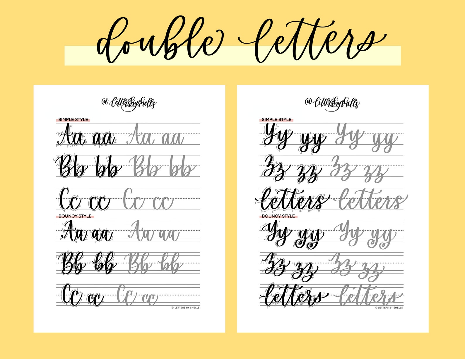 Lettering Practice Double Letters Practice Sheets - Etsy