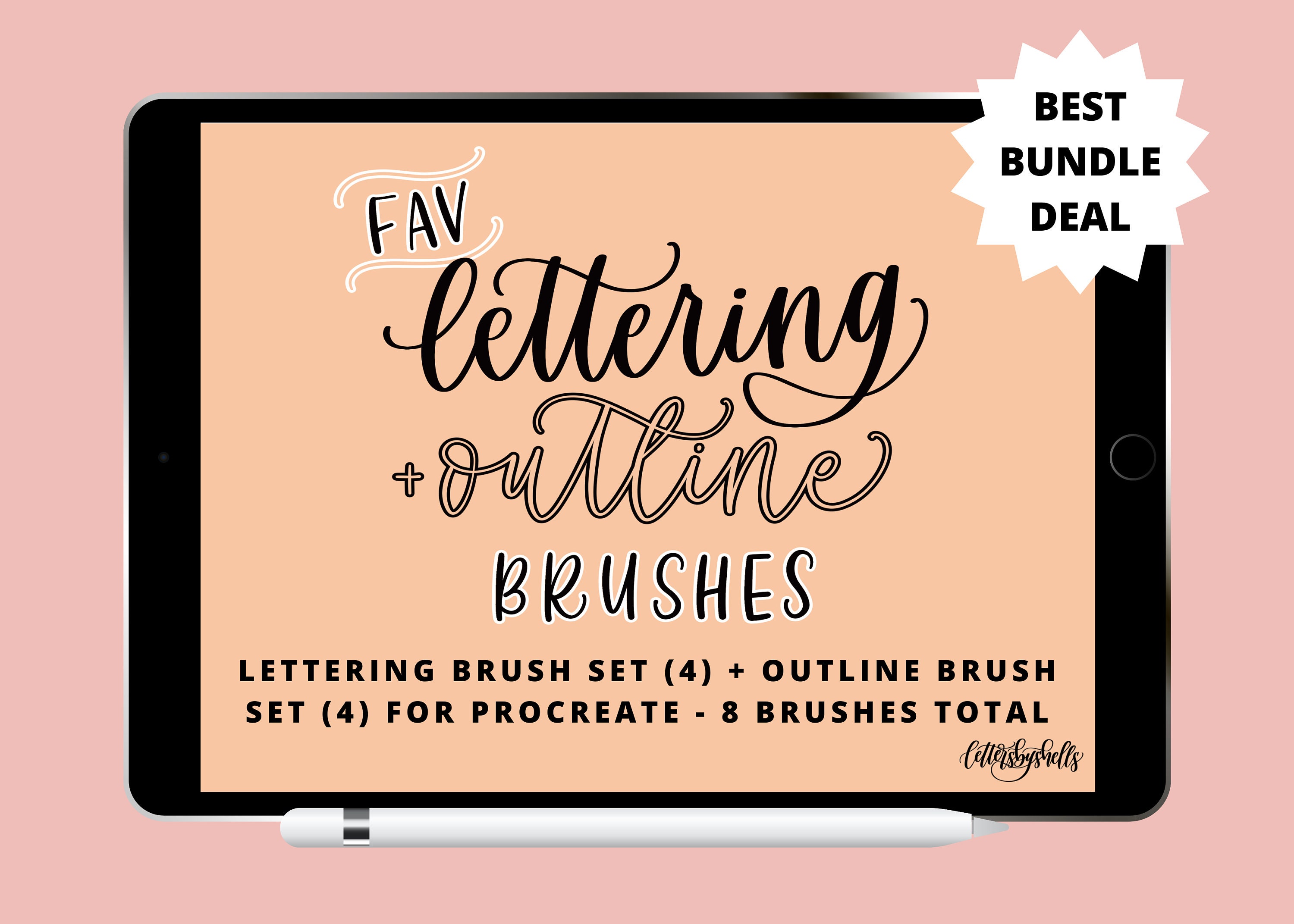Procreate Lettering Outline Brushes 8 Procreate Brushes | Etsy