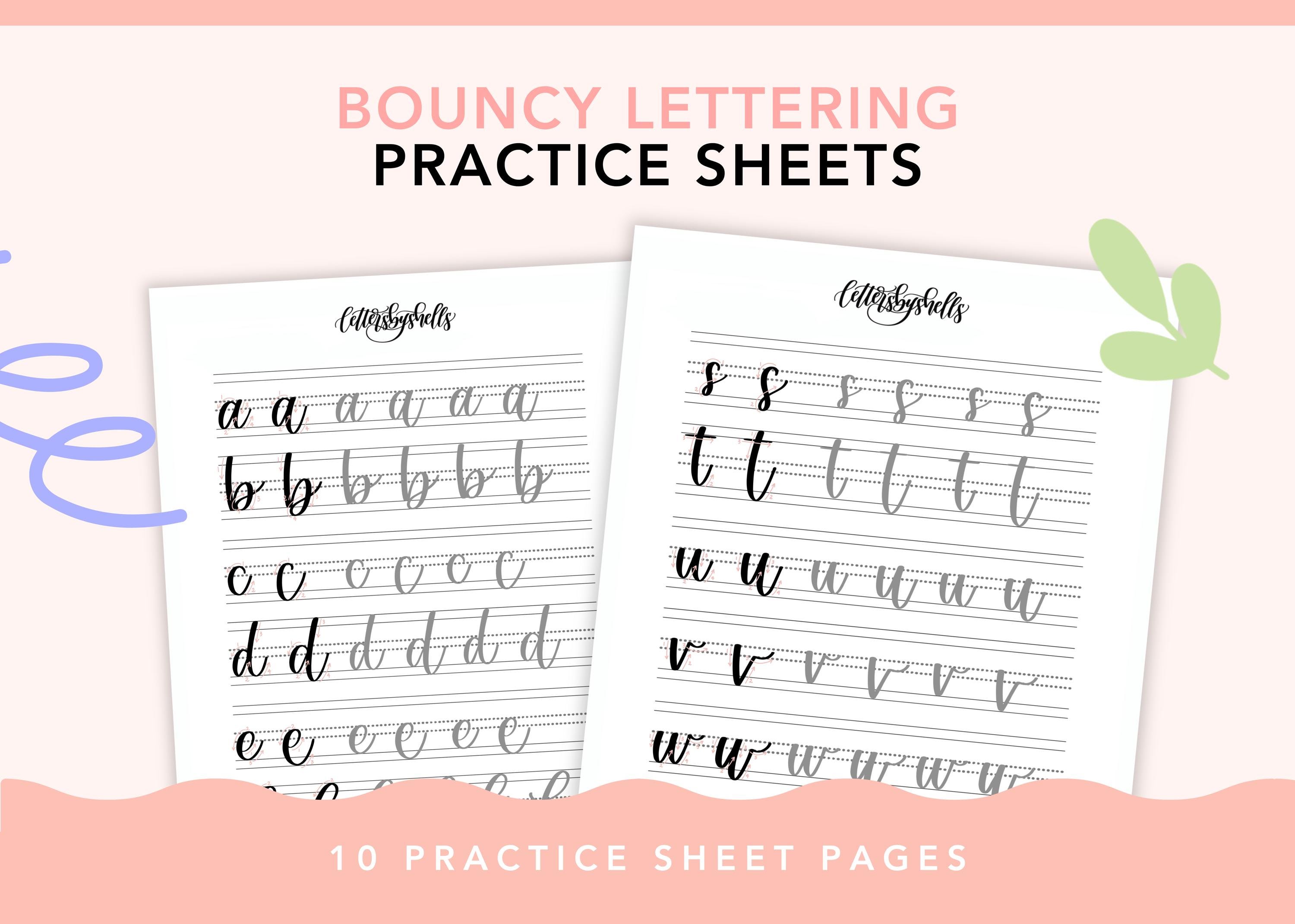 Beginner Bouncy Lettering Practice Sheets, Hand Lettering Guide, Modern ...