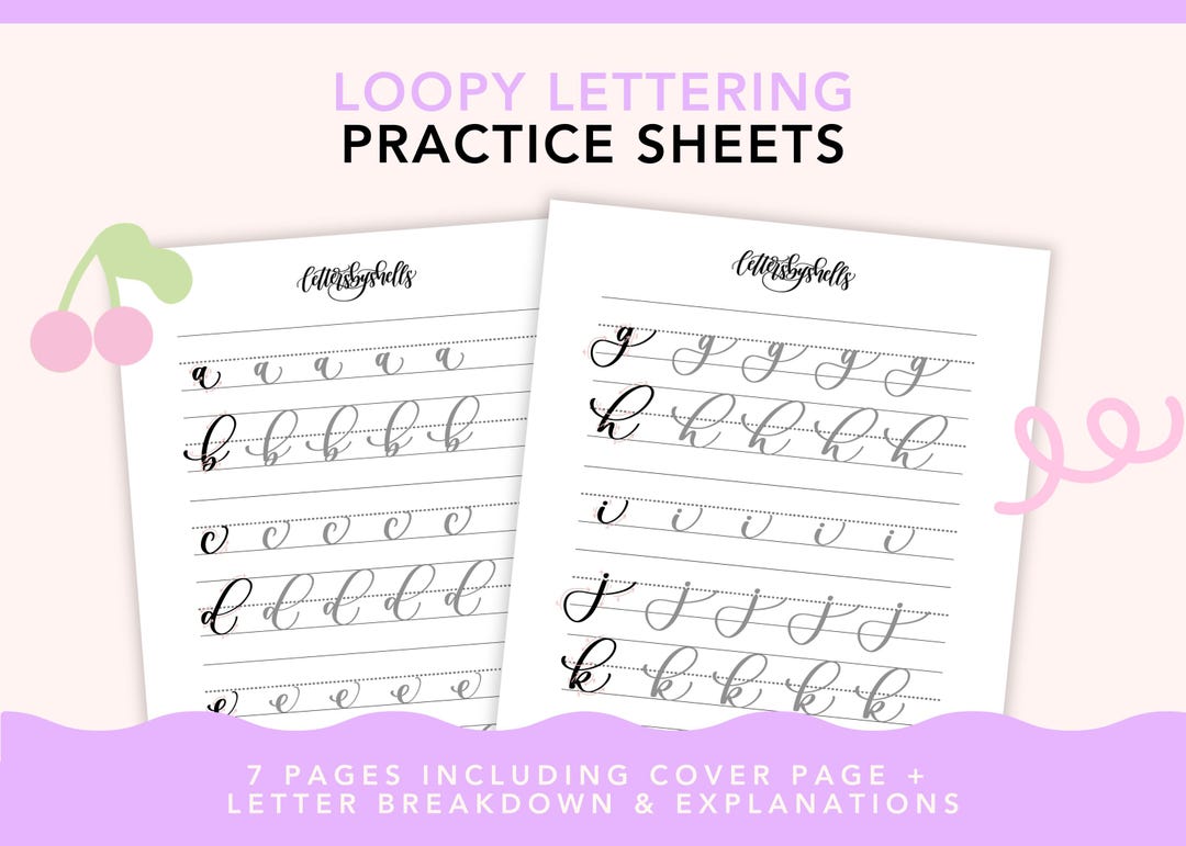 Loopy Lettering Practice Sheets DIGITAL DOWNLOAD Practice Sheets Modern ...