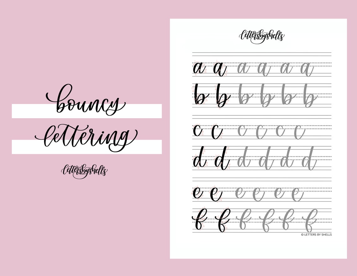 Beginner Bouncy Lettering Practice Sheets, Hand Lettering Guide, Modern ...